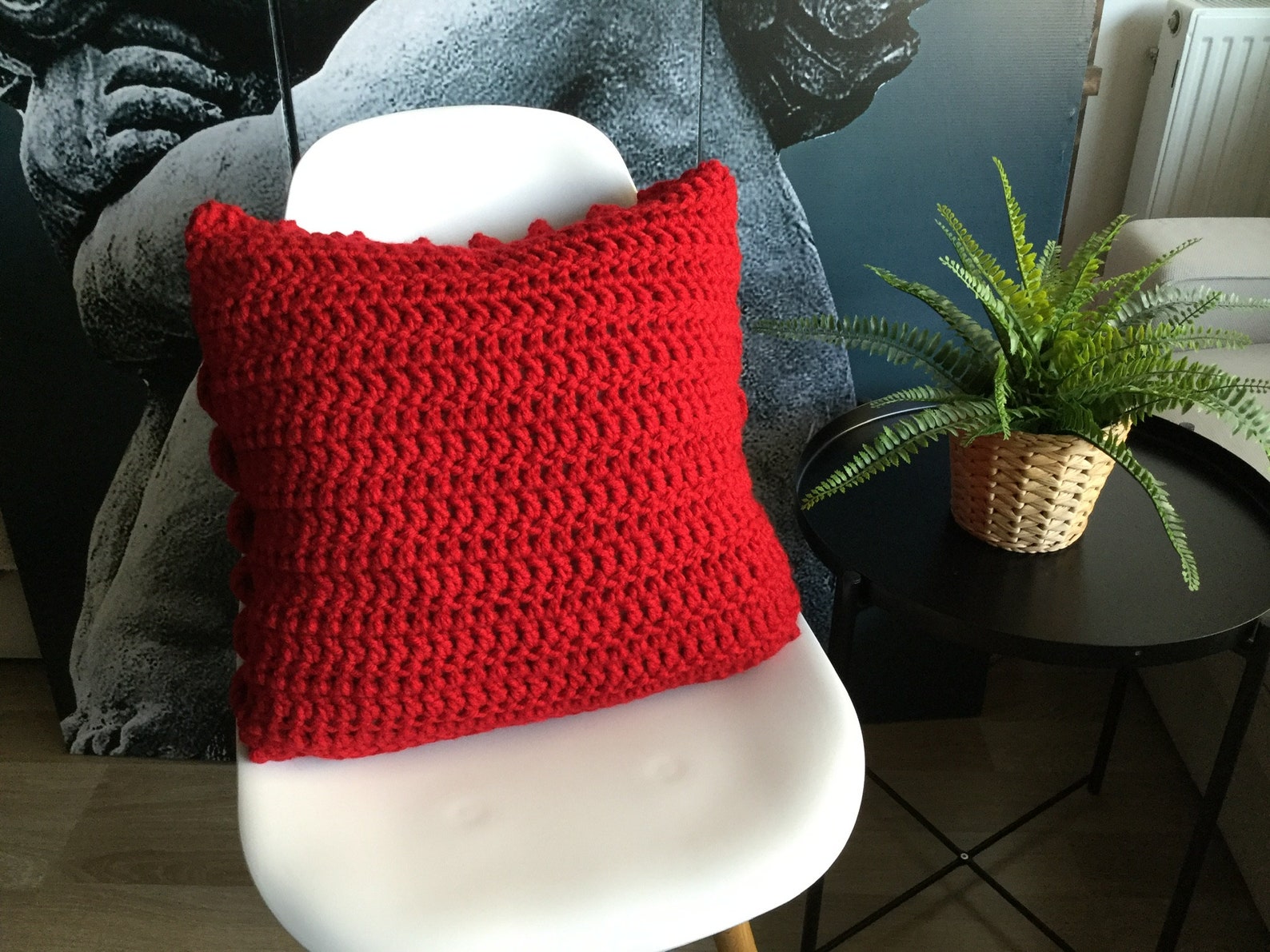 3D Red Chunky Crochet Pillow Cover,boho Home Decor,home Gift,noel Gift ...