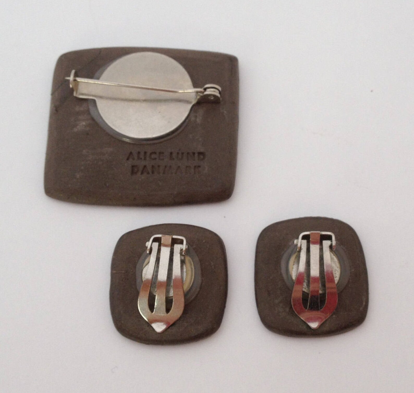 Alice Lund Brooch and Clip Earrings Denmark - Etsy