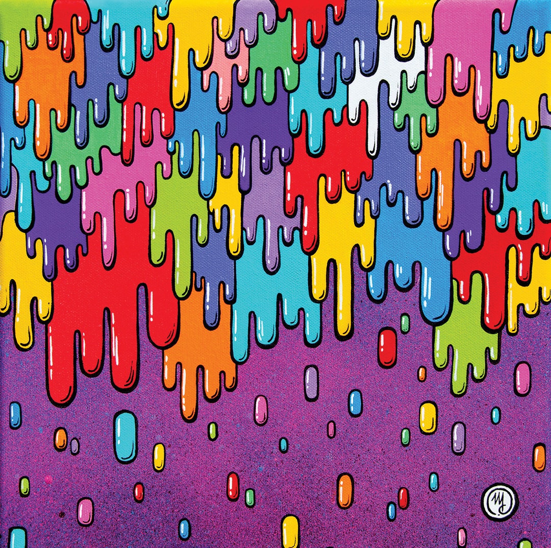 Drops Print - Colourful Art Wall - Etsy