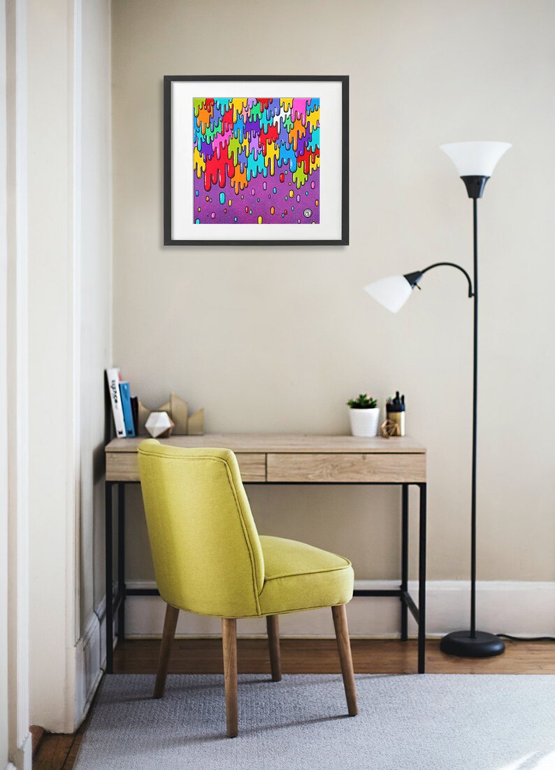 Drops Print - Colourful Art Wall - Etsy