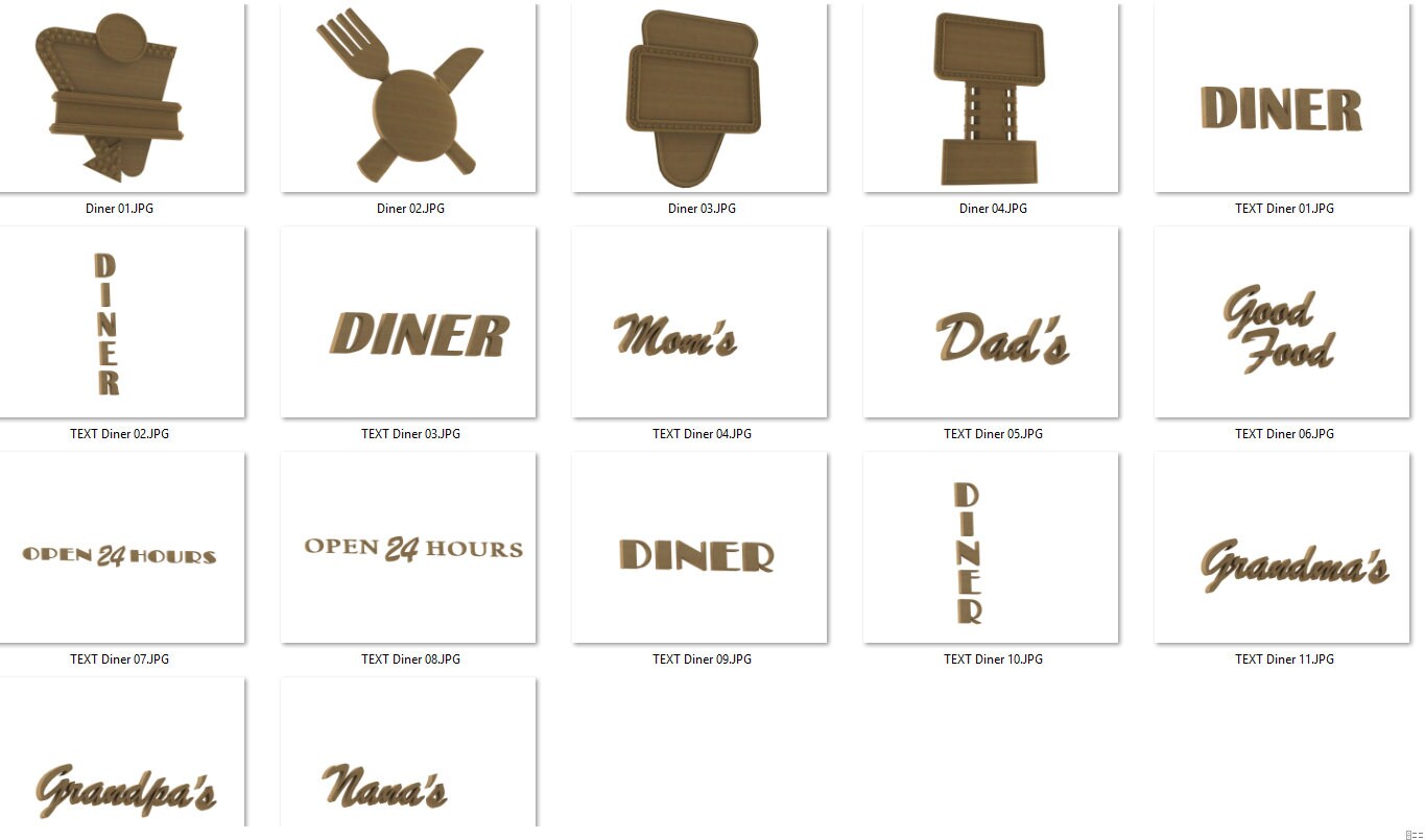 3D 50's Style Diner Signs STL FILES for 3D CNC Carving - Etsy