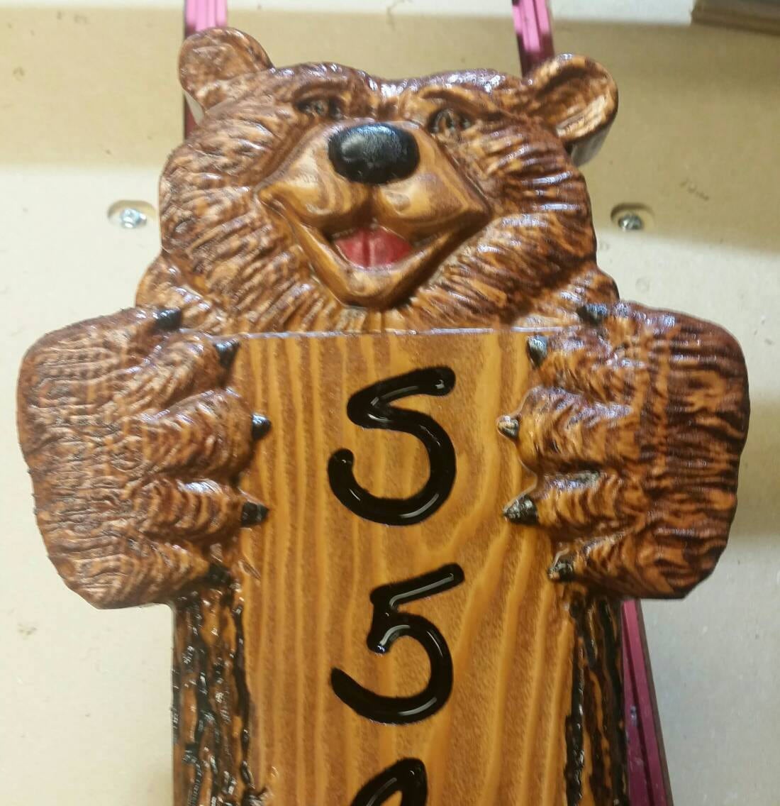 Carved Bear House Number Sign - Vertical Only - Etsy