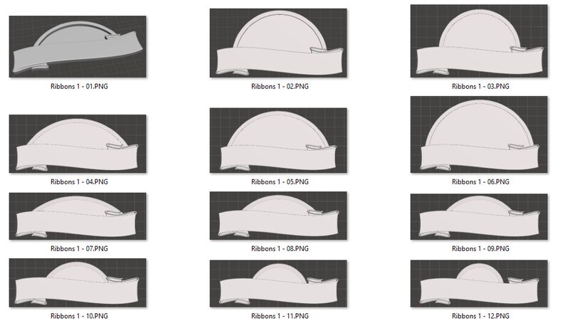 3D Ribbon Sign Panels 1 12 Files STL FILES for 3D CNC | Etsy