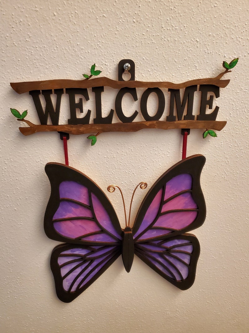 Butterfly Welcome Sign Laser Cut Pattern Only Not a Physical | Etsy