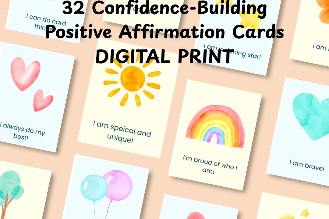 Positive Affirmation Cards for Kids: Watercolor Design (printable PDF ...