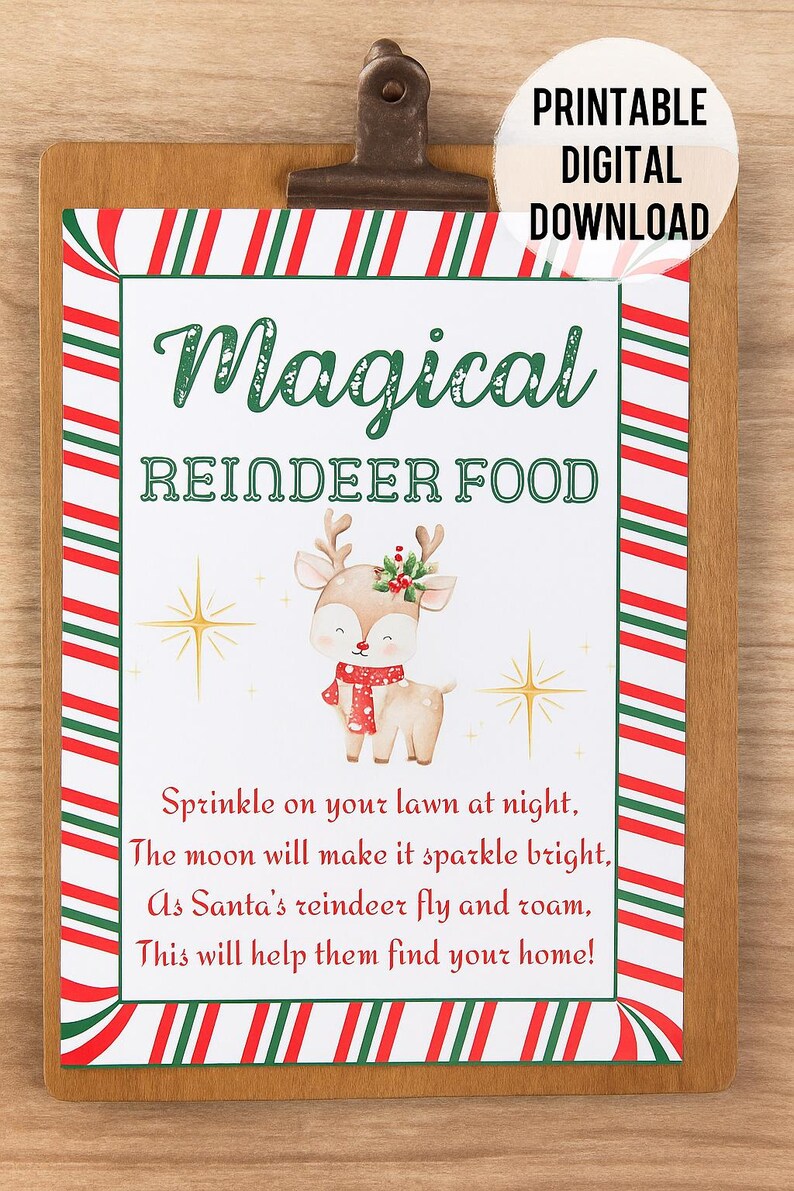 Magical Reindeer Food Poem Printable | Christmas Eve Activity for Kids ...