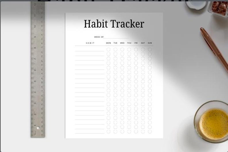 Minimalist Habit Tracker Printable – Weekly Planner for Goals, Wellness ...