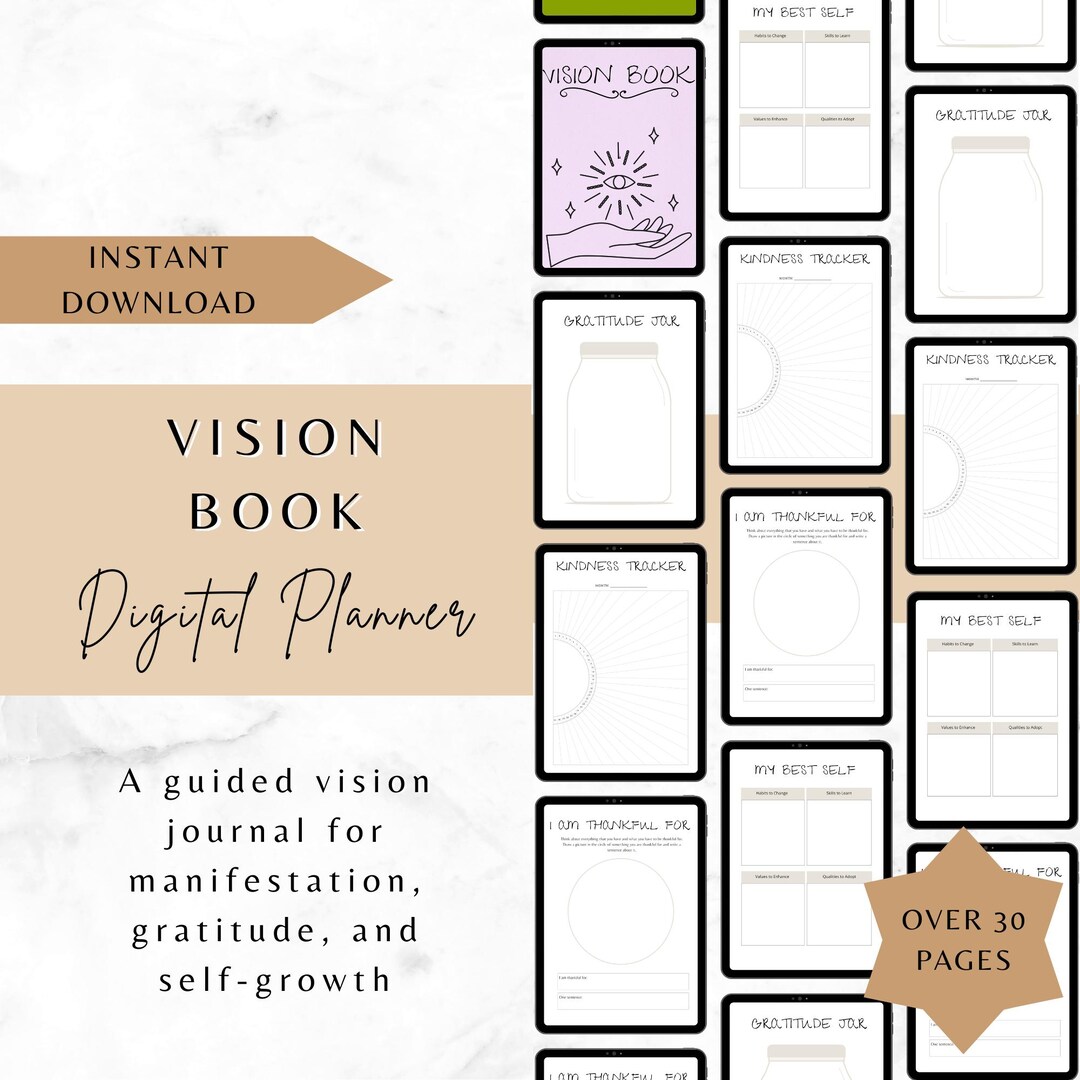 Vision Book Journal Printable | Manifestation Planner and Goal Setting ...