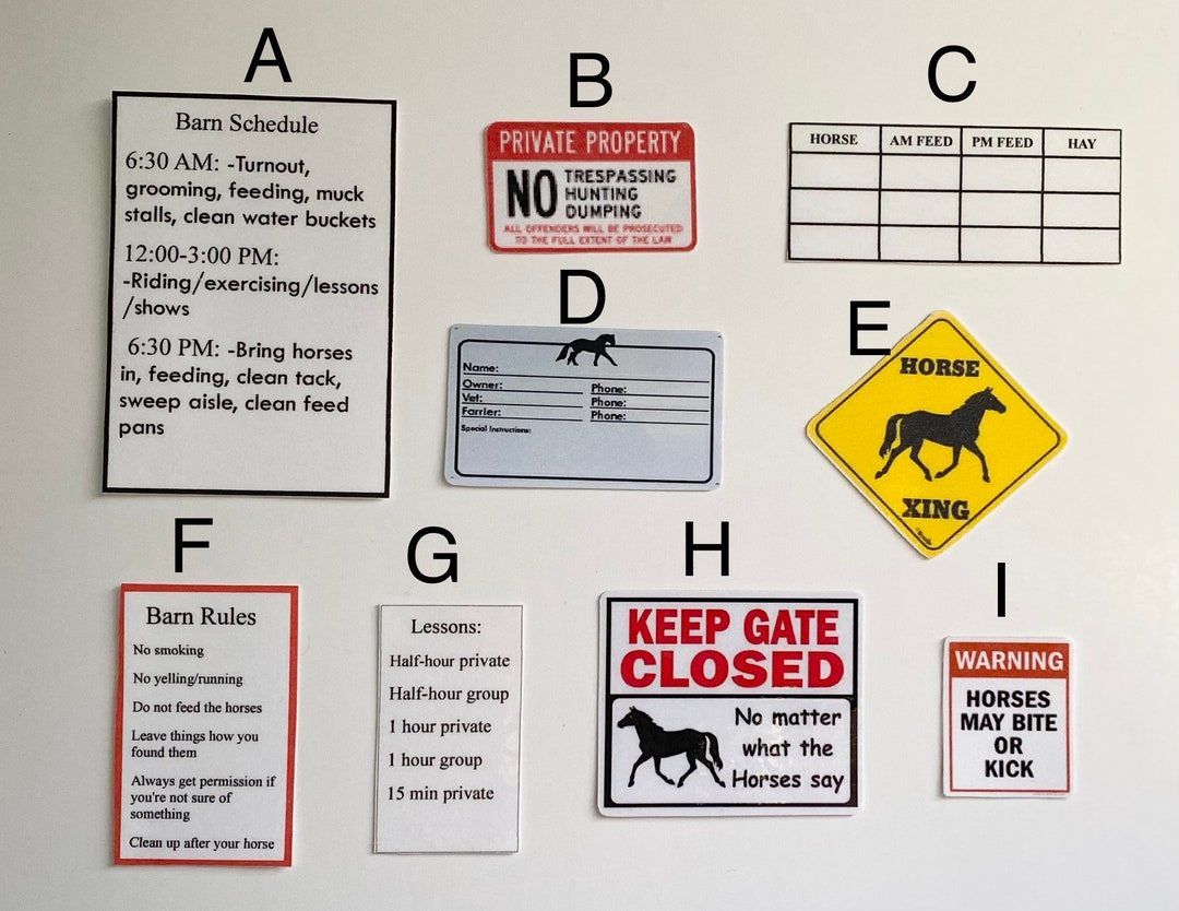 Breyer Model Horse Barn Stall Signs - Etsy UK