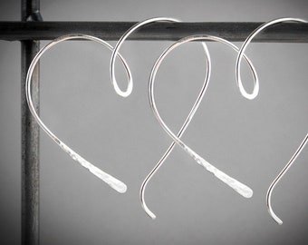 Sterling Silver Heart Hoop Earrings - Etsy