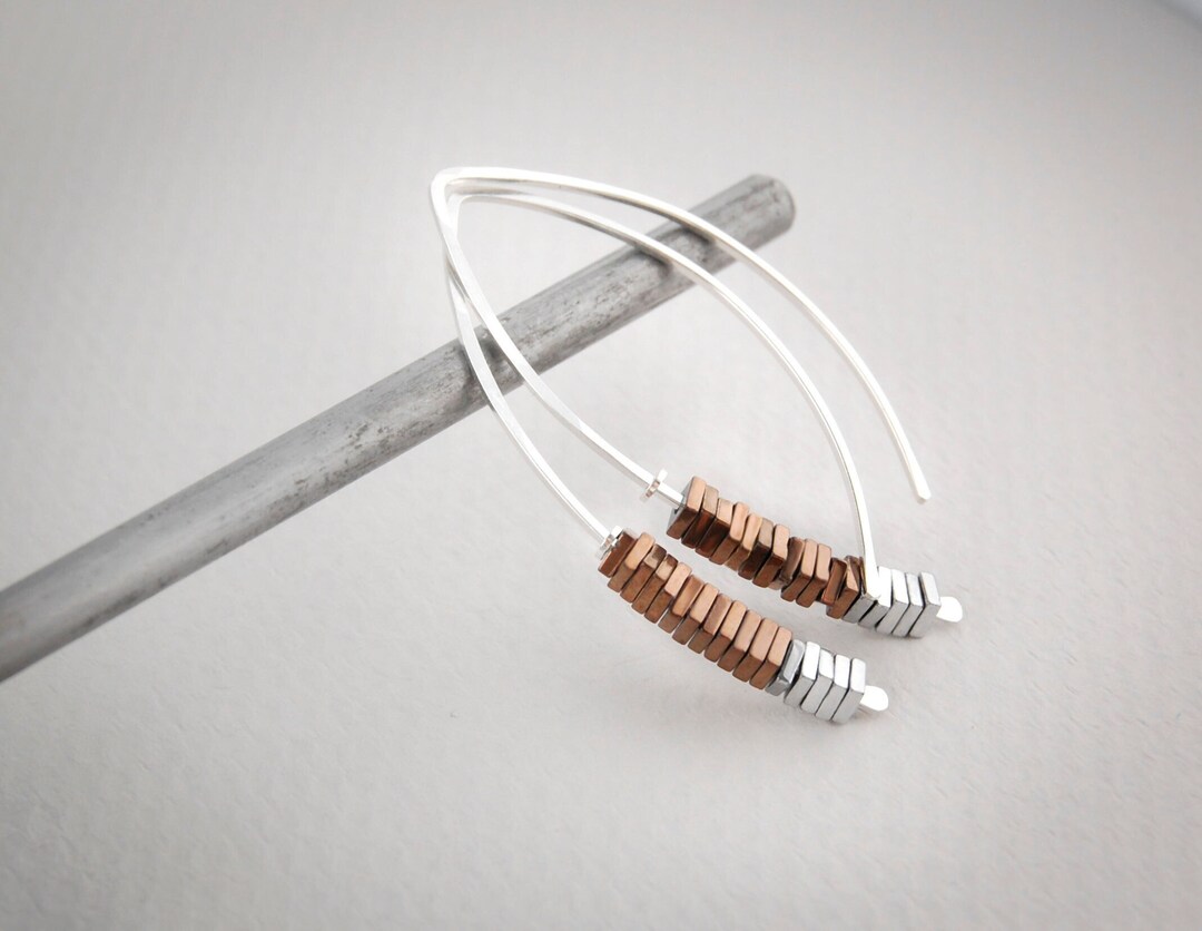 Mixed Metal Hoops,mixed Metal Earrings,silver Hoop Earrings,two Tone ...