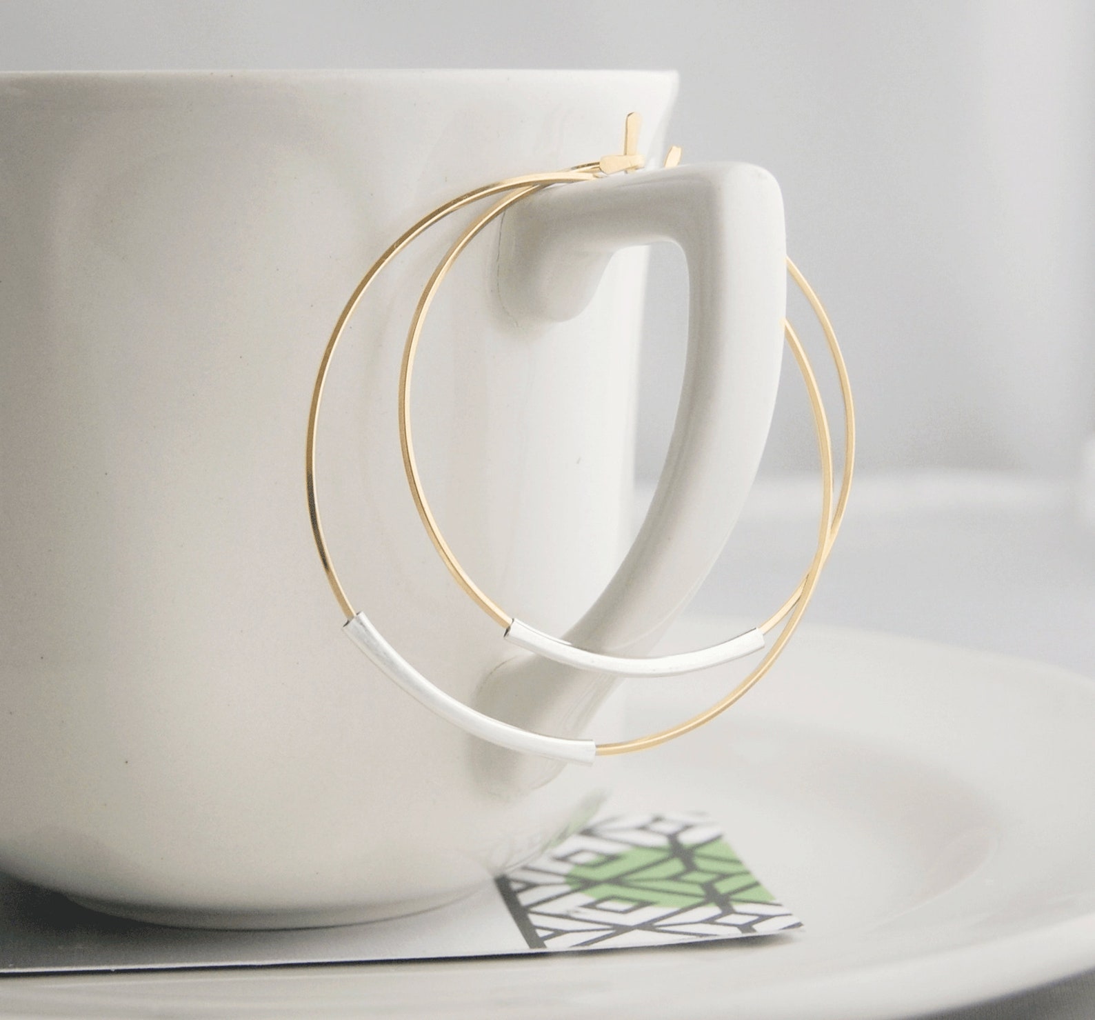 Gold Hoop Earrings,mixed Metal Hoops,modern Gold Hoops,mixed Metal ...