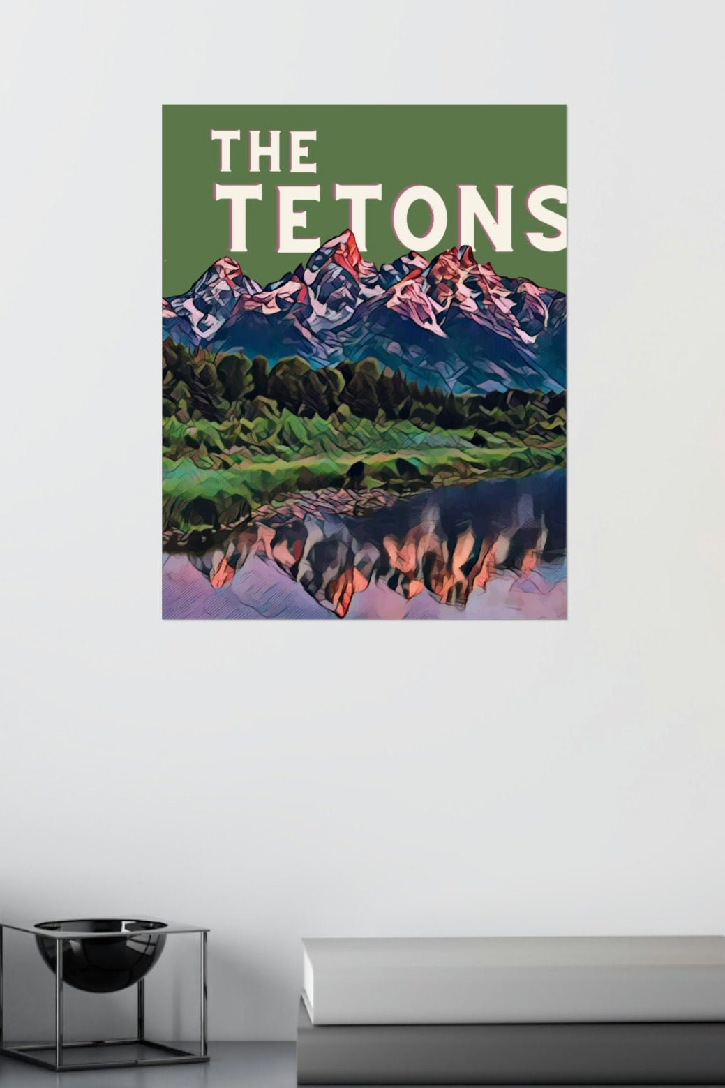 The Tetons Poster National Park Poster Tetons Wall Art Jenny Lake the ...