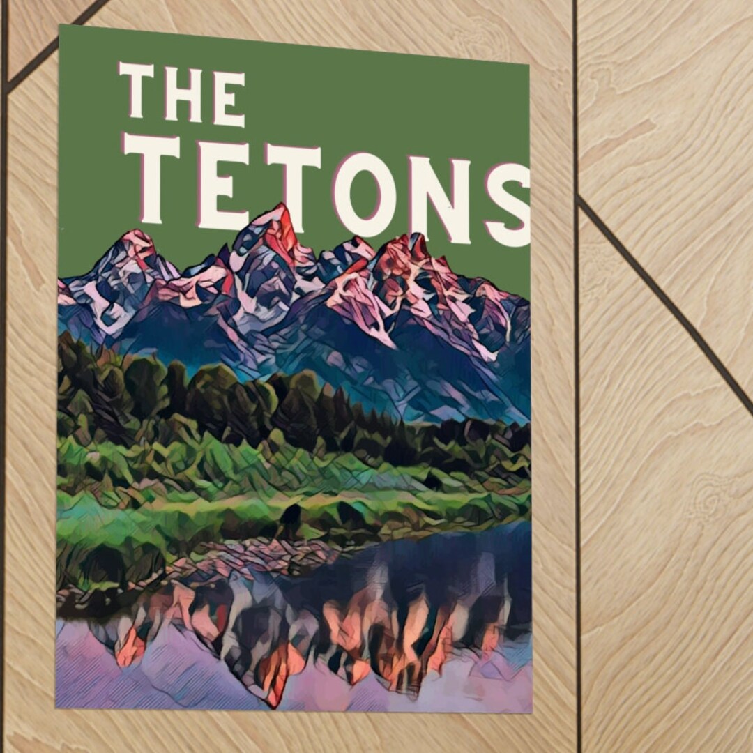 The Tetons Poster National Park Poster Tetons Wall Art Jenny Lake the ...