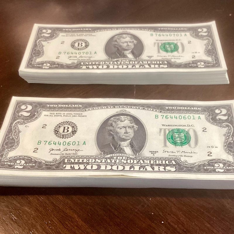Two Dollar Bills - Etsy