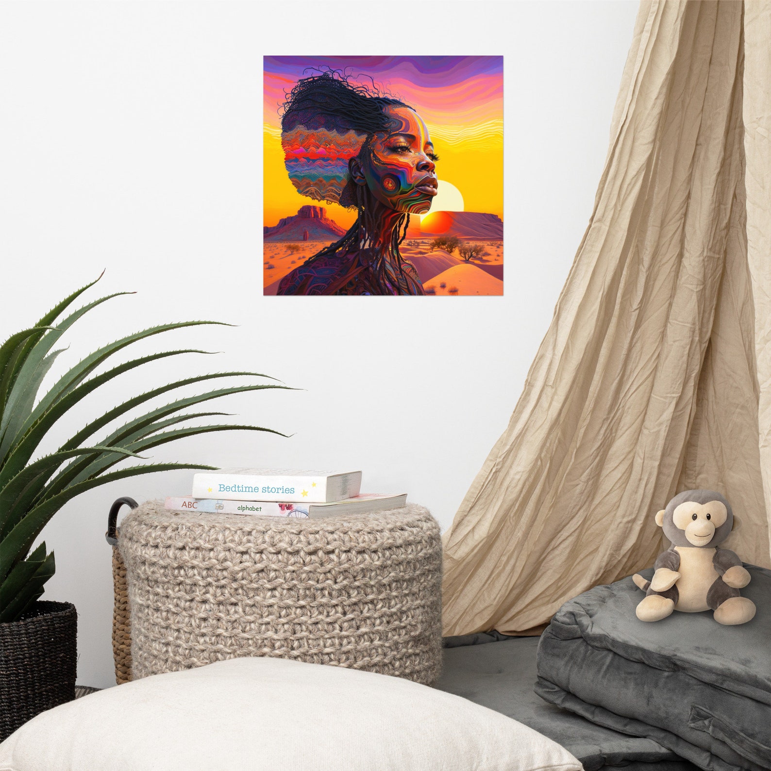 Psychedelic Women, Trippy Poster Print, Desert Mirage Abstract Wall Art ...