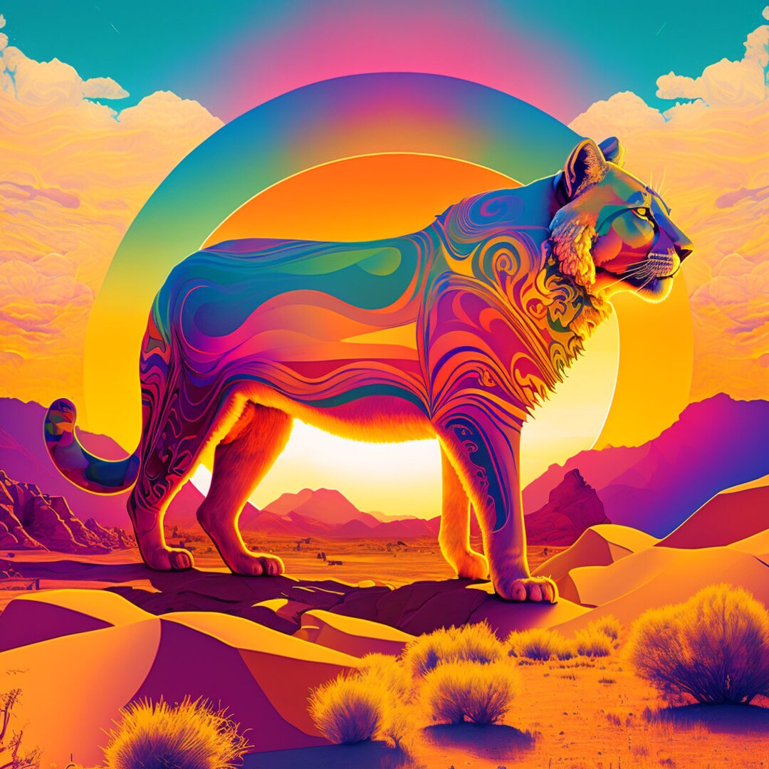 Rainbow Lioness Wall Art Abstract Safari Print, Wildlife Poster Print ...