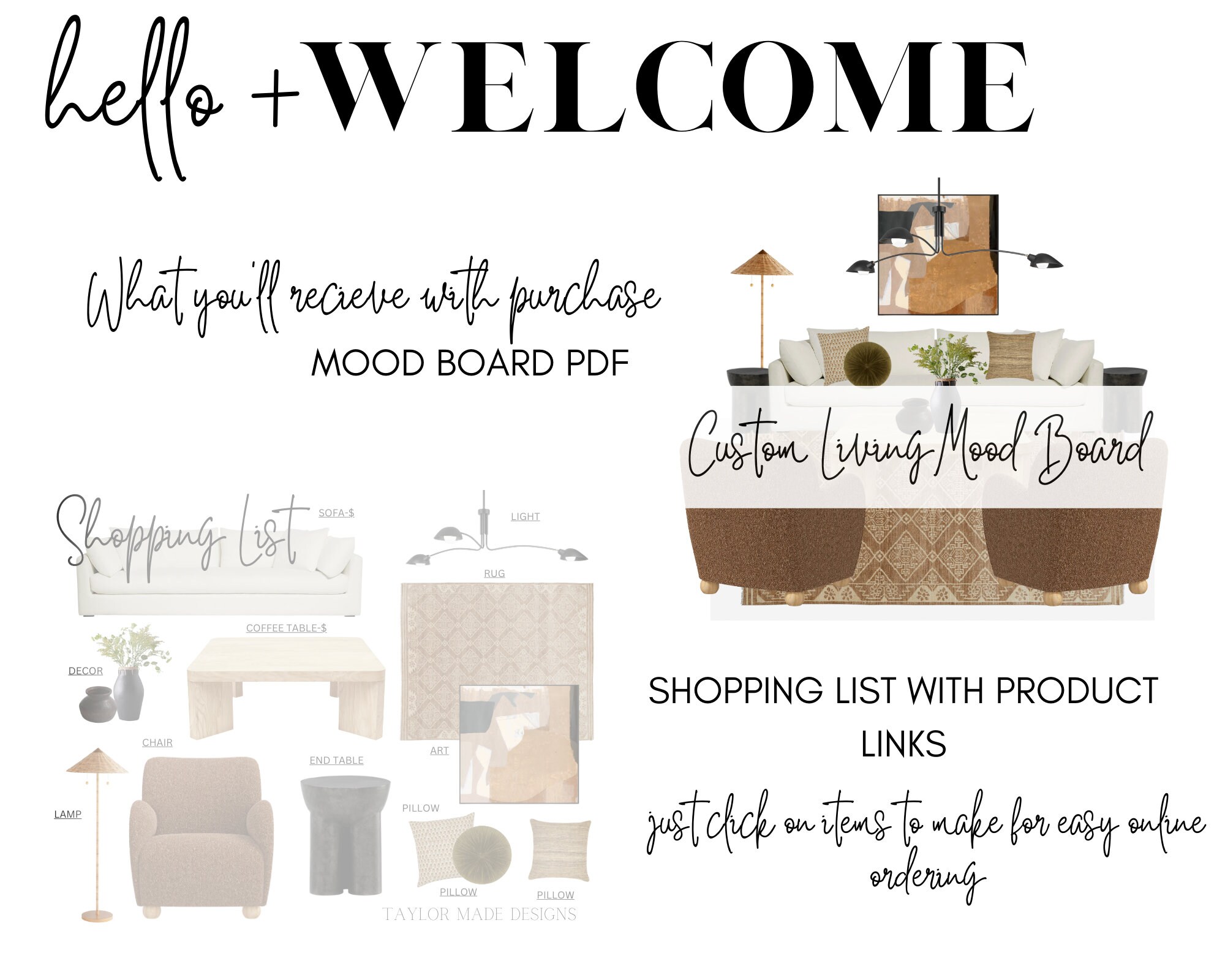 Online Interior Design Board Premade Design Board With Shopping List - Etsy