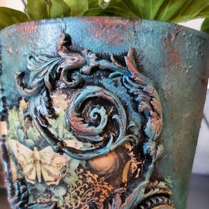Whimsical, Steampunk Design Decorative Pot With Vintage Floral Moth ...