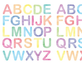 52 Watercolor Rainbow Alphabet Cliparts, Uppercase Capital Letters ...