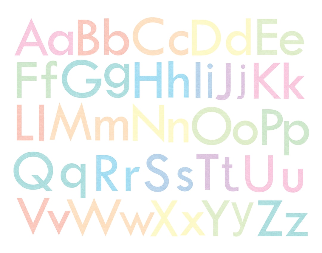 52 Watercolor Rainbow Alphabet Cliparts 4, Uppercase and Lowercase ...