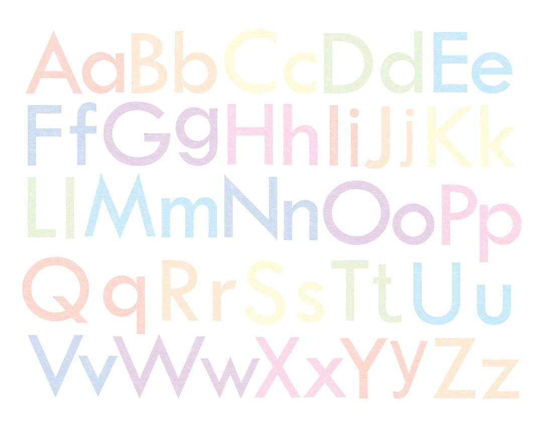 52 Watercolor Rainbow Alphabet Cliparts 3, Uppercase and Lowercase ...