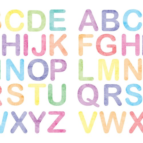 52 Watercolor Rainbow Alphabet Cliparts 2 Uppercase Capital - Etsy