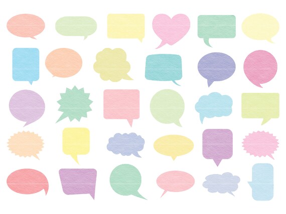 30 Watercolor Speech Bubbles Cliparts Instant Download - Etsy