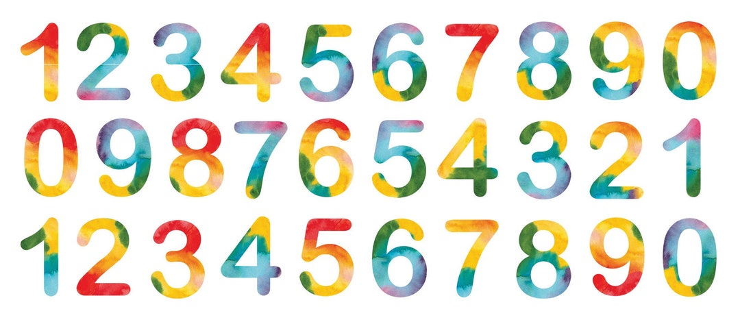 30 Watercolor Rainbow Number Cliparts, Instant Download - Etsy