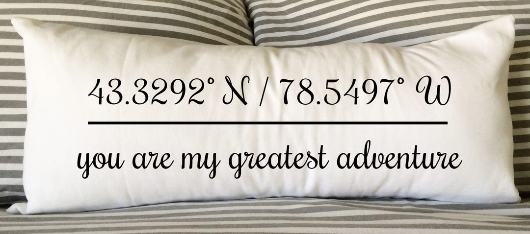 Special Order Heather, Latitude Longitude Pillow, Coordinates Pillow ...