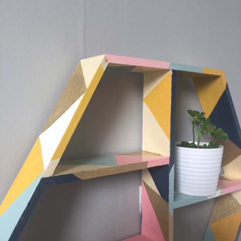 NEW wooden Painted Shelf Hand Painted Colourful Wood Wall - Etsy