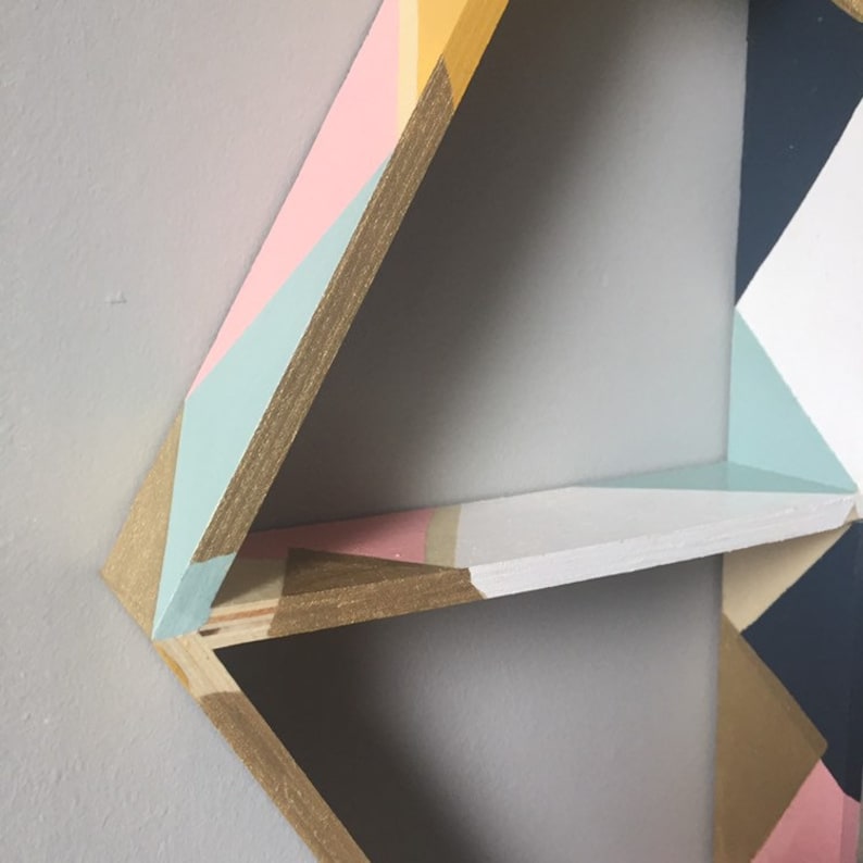 NEW wooden Painted Shelf Hand Painted Colourful Wood Wall - Etsy