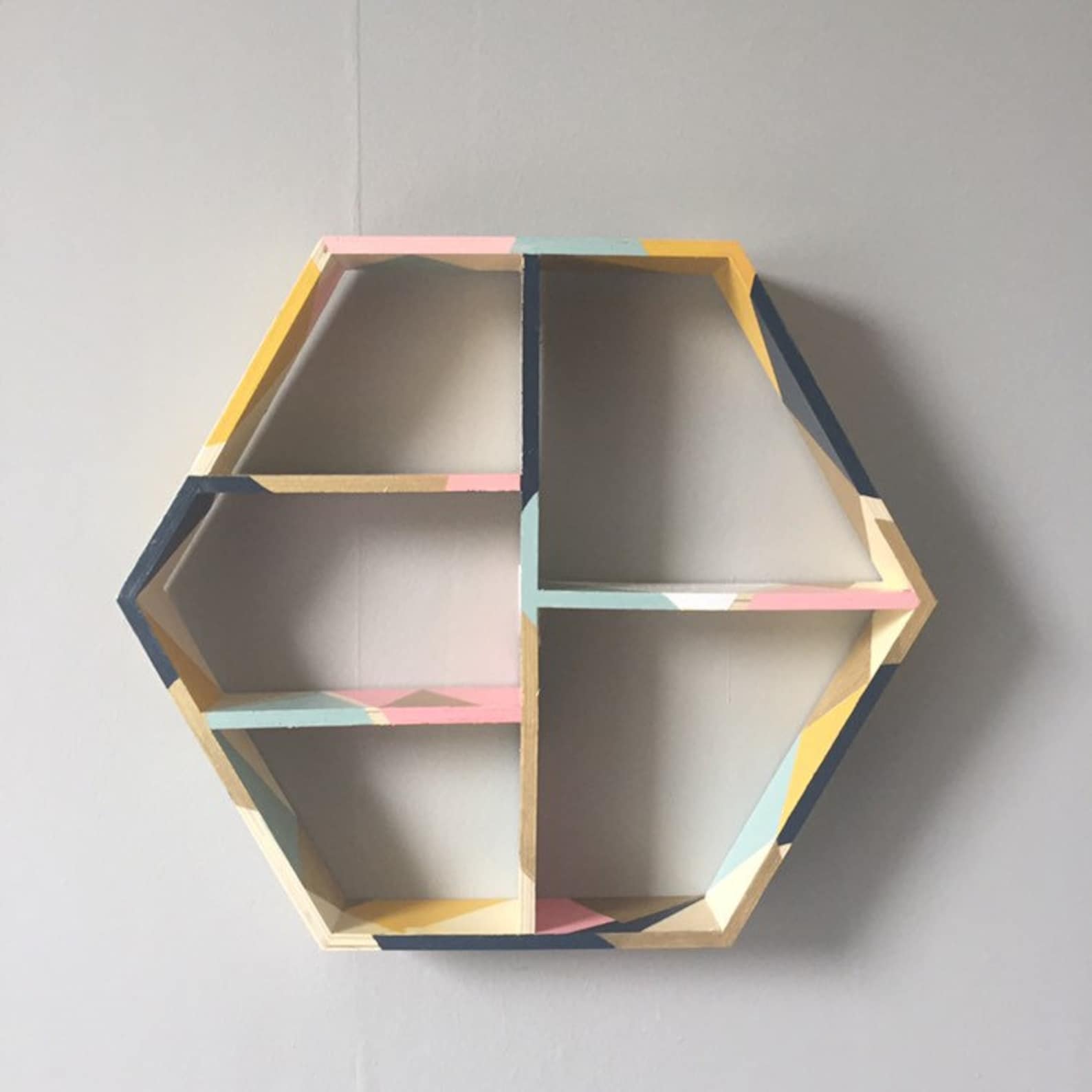 NEW wooden Painted Shelf Hand Painted Colourful Wood Wall | Etsy