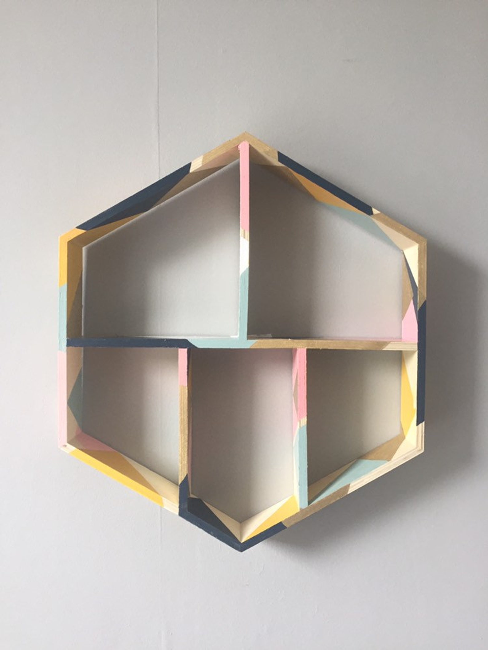 NEW wooden Painted Shelf Hand Painted Colourful Wood Wall | Etsy