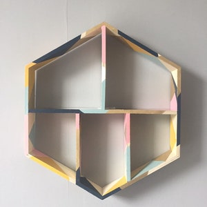 NEW *wooden Painted Shelf - Hand Painted Colourful Wood Wall Mounted ...