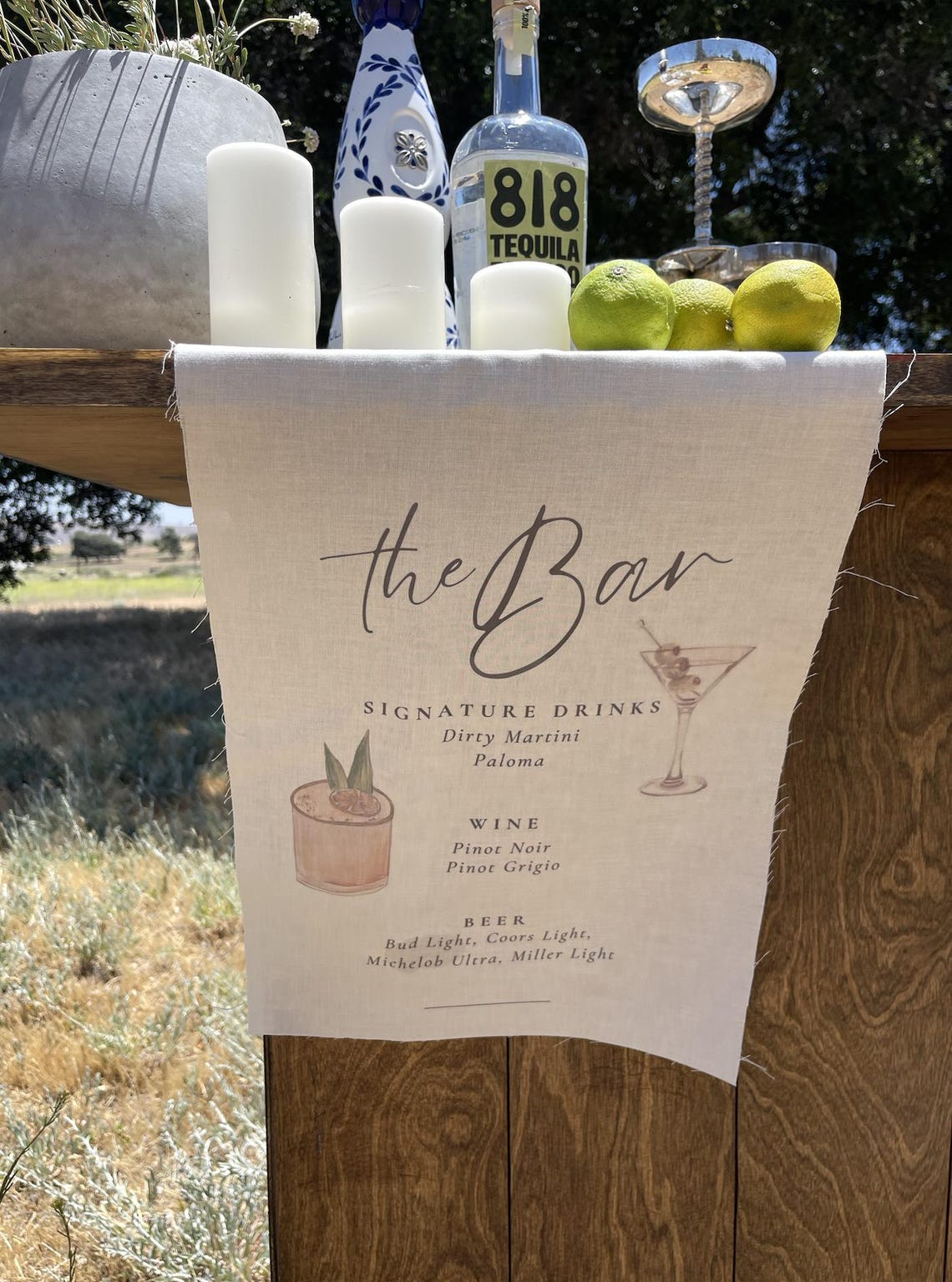 Custom Event Bar Menu | Wedding Bar Menu | Event Bar Decor | Linen ...