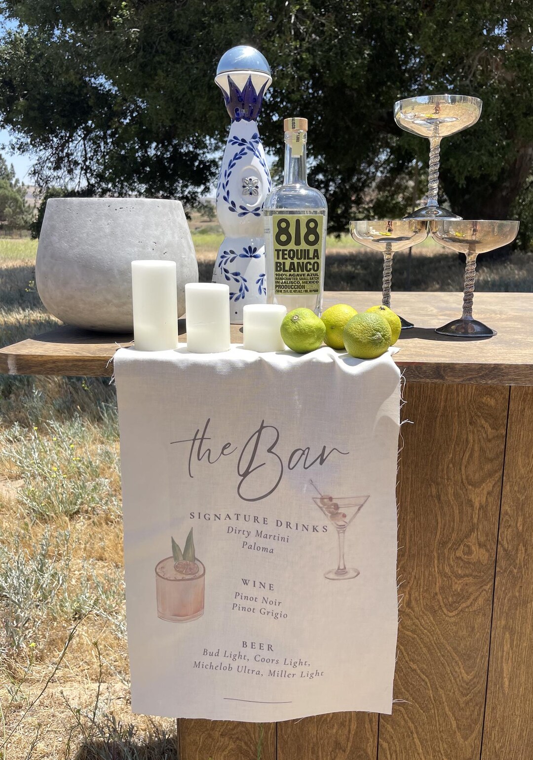 Custom Event Bar Menu | Wedding Bar Menu | Event Bar Decor | Linen ...