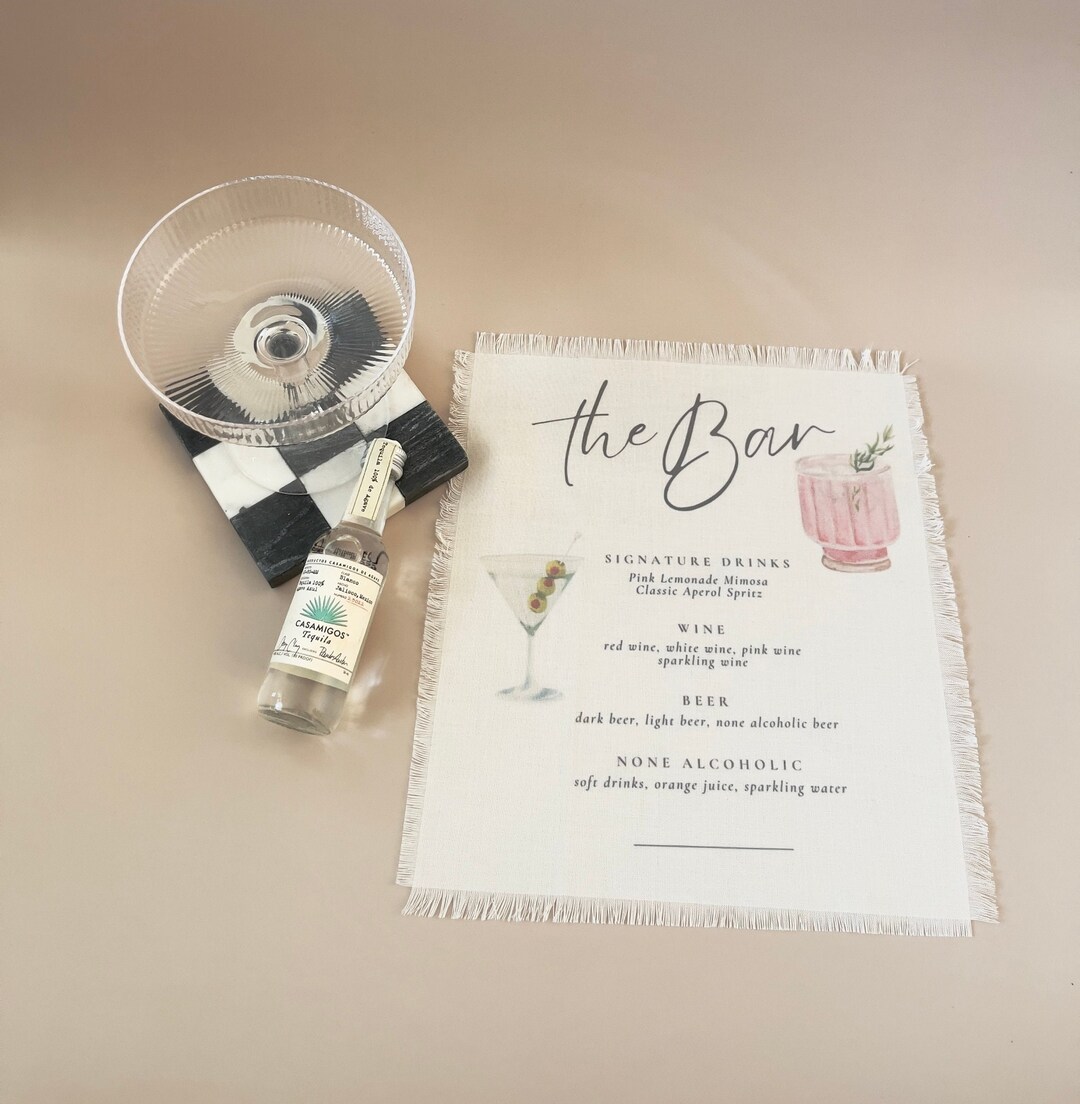 Custom Event Bar Menu | Wedding Bar Menu | Event Bar Decor | Linen ...