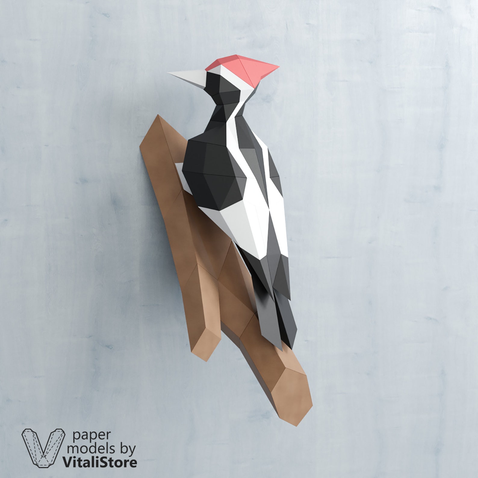 Papercraft 3D Woodpecker Bird DIY Gift 3D Origami Pattern | Etsy