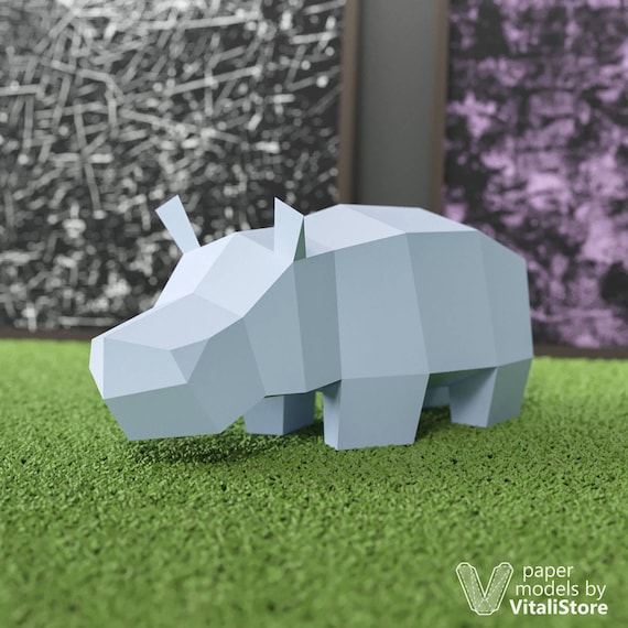 PDF Download 3D model papercraft Hippo Papercraft Papercraft pattern ...