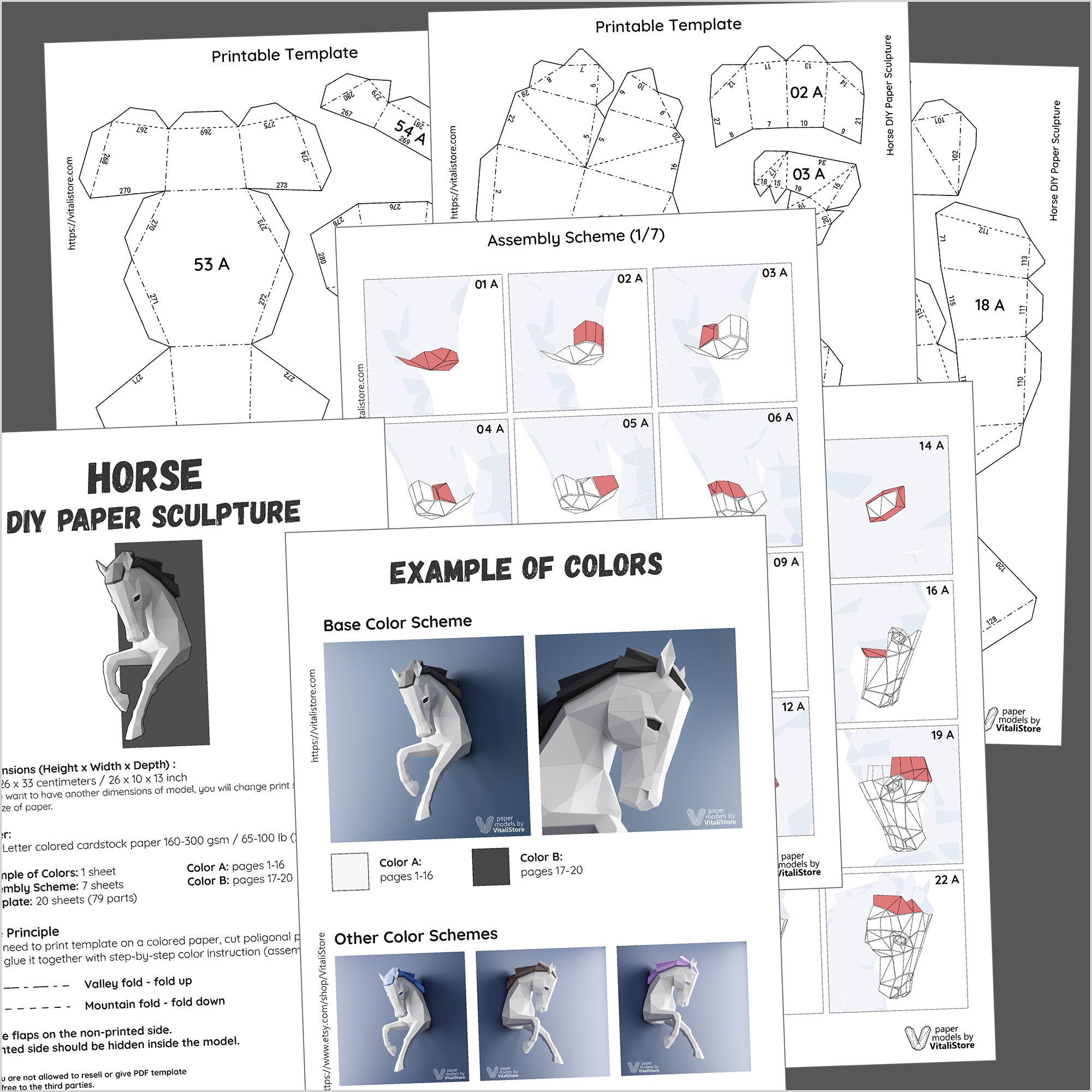 DIY Papercraft Horse Paper Craft 3D Horse 3D Paper Sculpture | Etsy