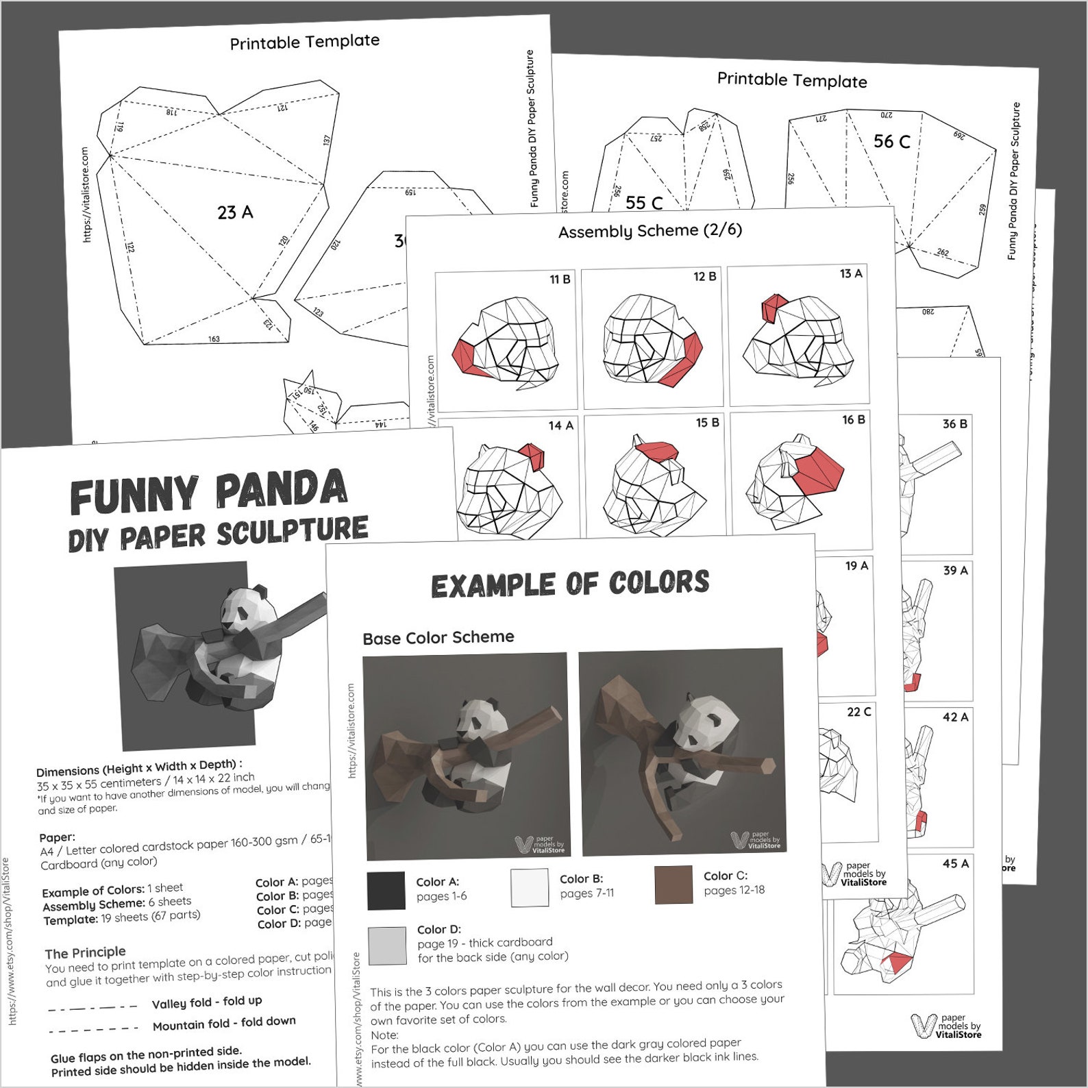 Panda Papercraft 3D Paper Craft Panda Papercraft Template | Etsy