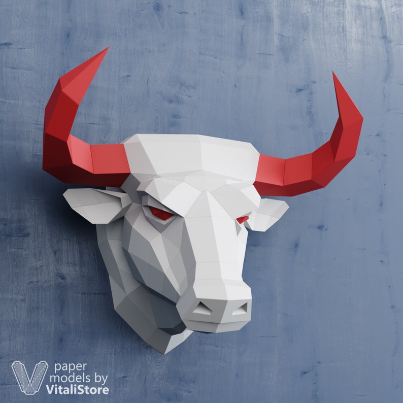 Bull Papercraft 3d Paper Craft Bull Diy Bull Head Bull Diy Etsy