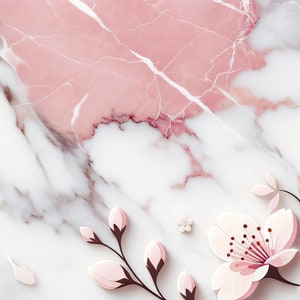 Pink 3D Flower Marble Wallpaper - Etsy
