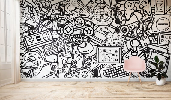 White Gaming Abstract Wallpaper - Etsy