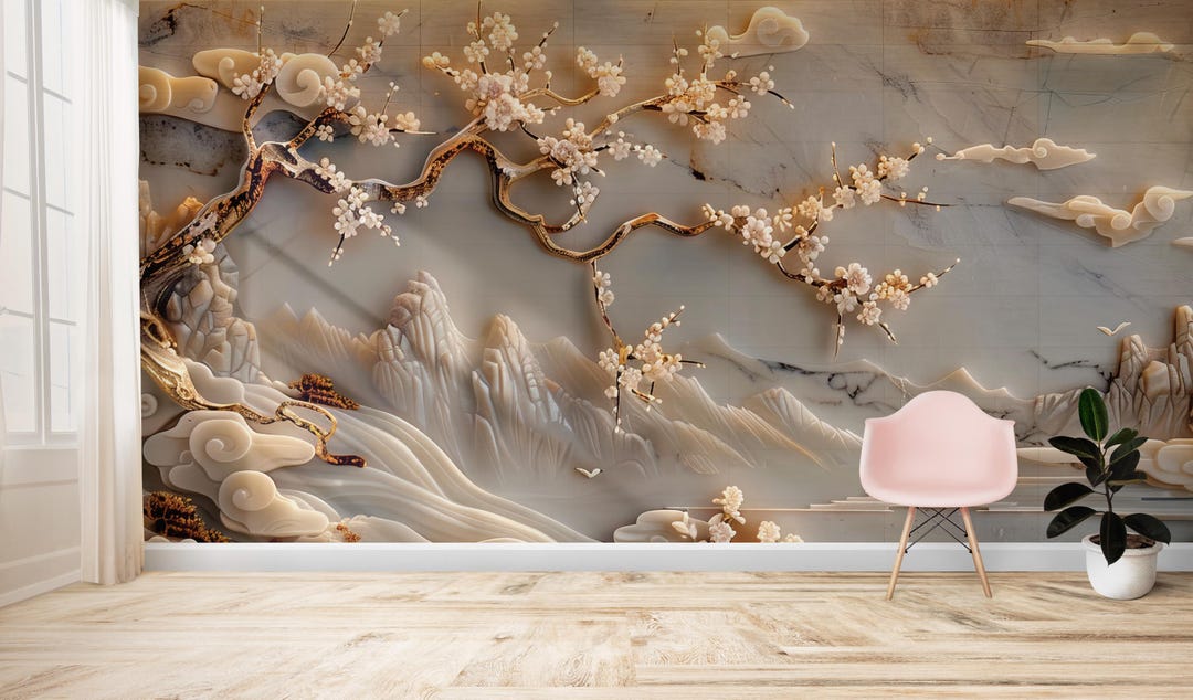 Japanese 3D Marble Effect Background Wallpaper - Etsy