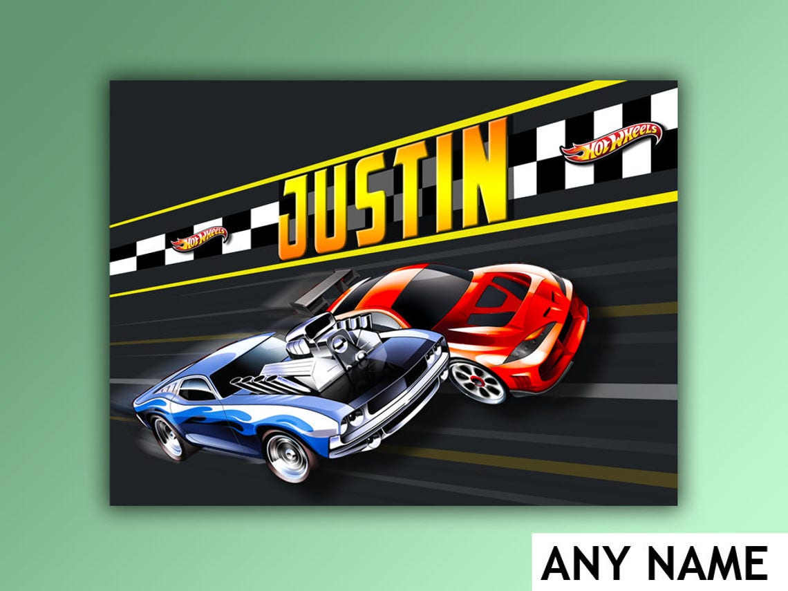 Personalised Hot Wheels Inspired Childrens Name Canvas - Etsy