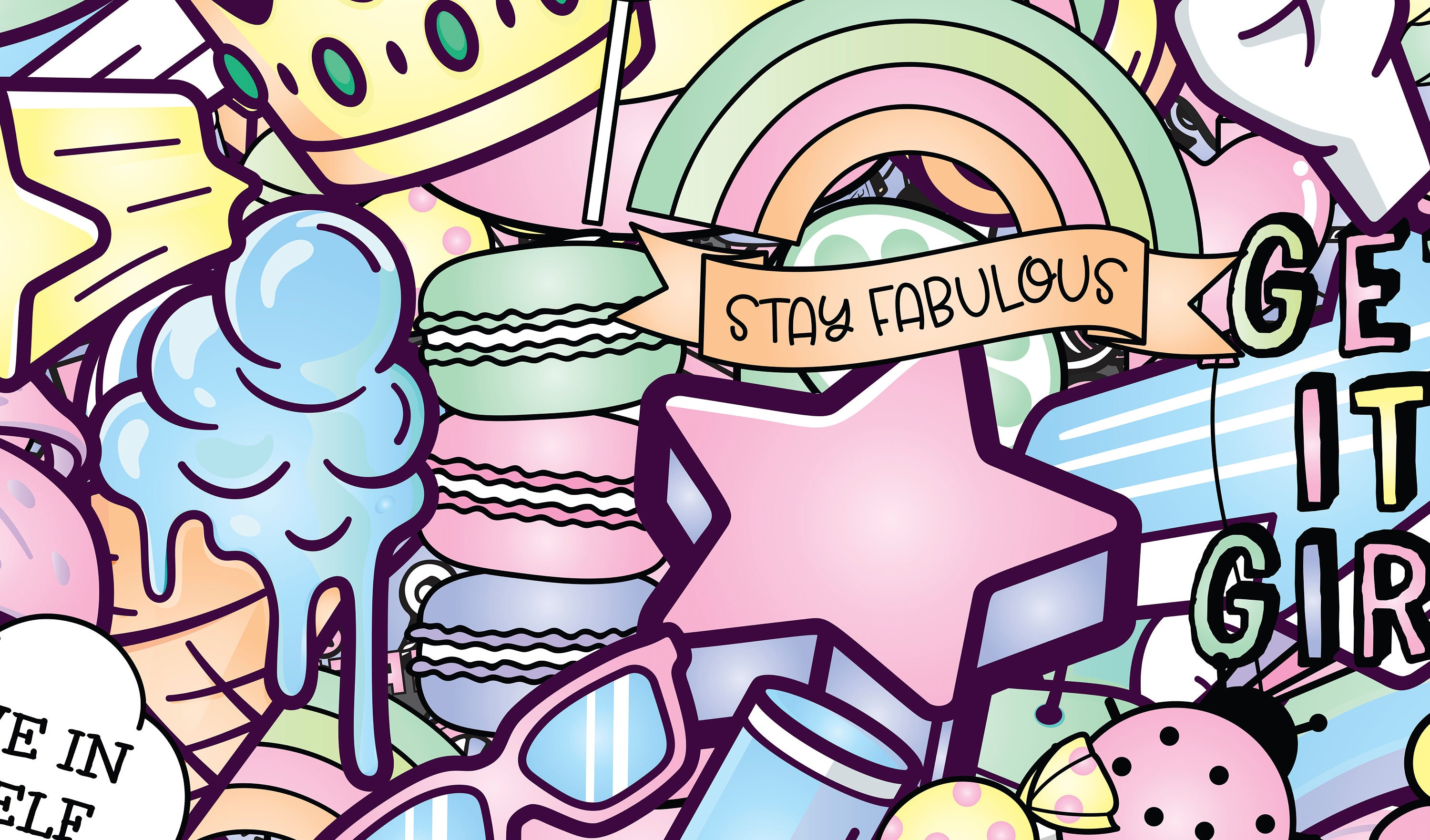 Autoadhesivo Extraíble Pastel Girls Graffiti Abstract | Etsy