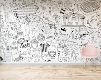 American Football Sport Stadium Backdrop Wallpaper Mural Bedroom ...