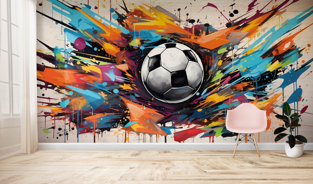 White Graffiti Football Soccer Wallpaper - Etsy